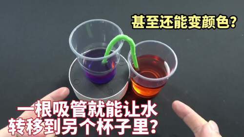 只要一根吸管就能将水转换到另一个杯子里?甚至还能来回变颜色?