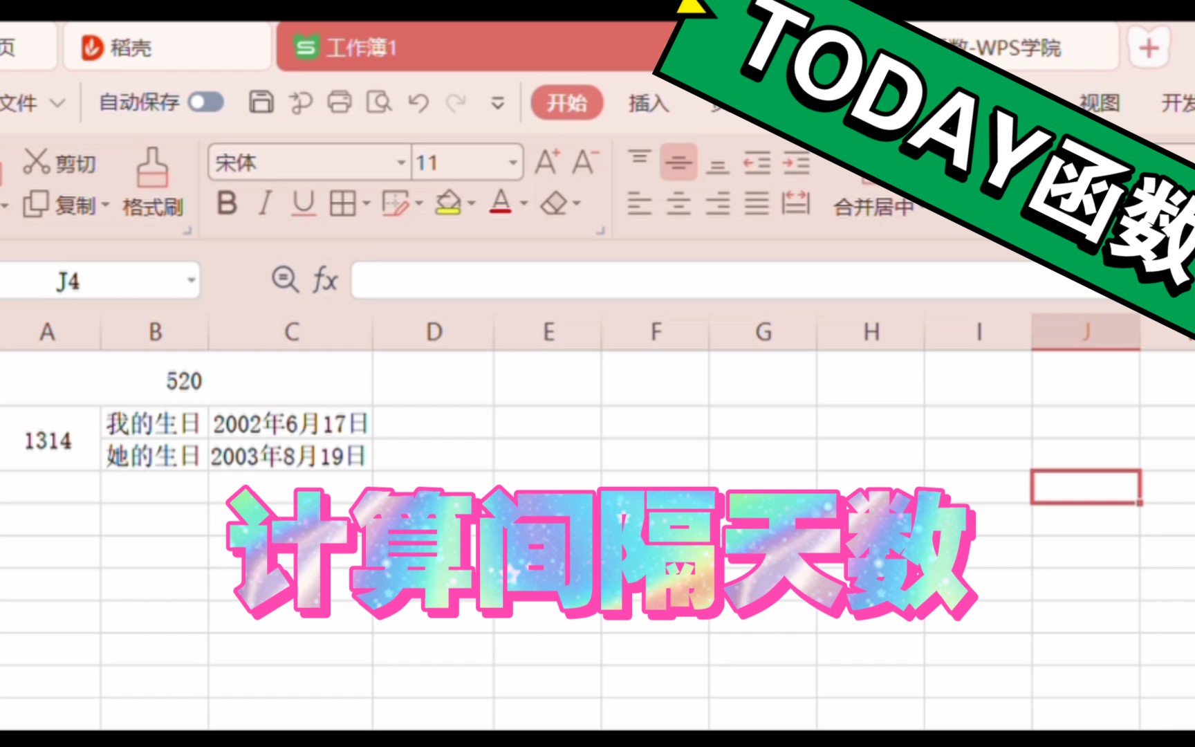 【WPS OFFICE】 E028 计算间隔天数