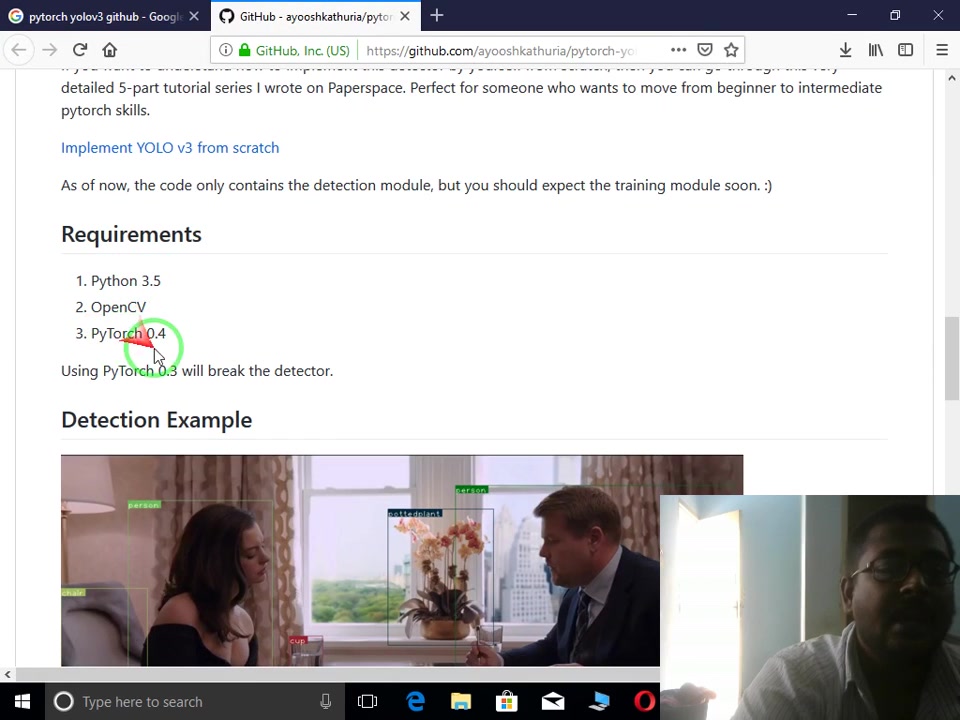 Windows GPU cuda based yolov3 object detection pytorch
