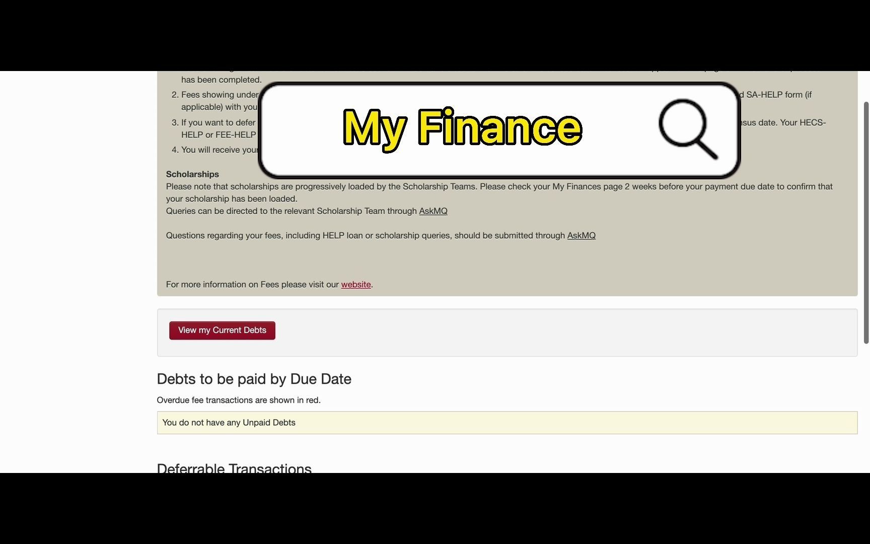 MQ 麦考瑞大学 Estudent里面常用的功能