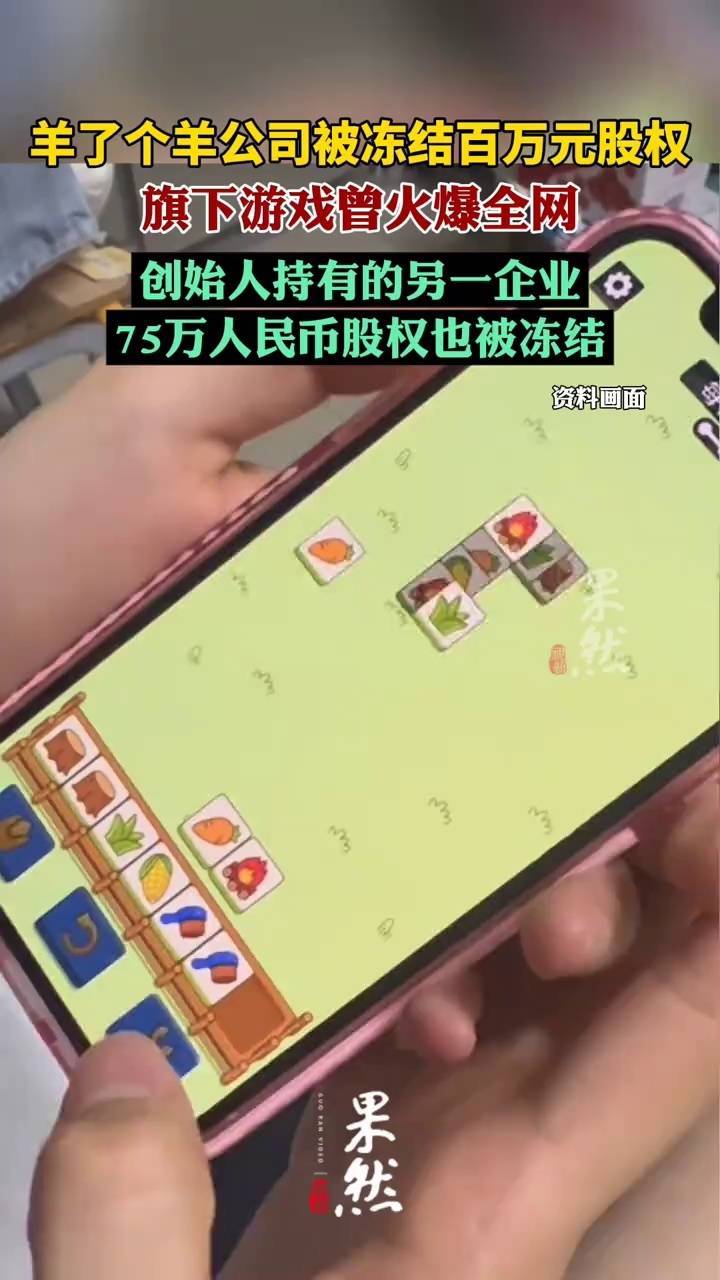 羊了个羊公司被冻结百万元股权(封面新闻)