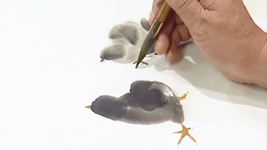 几笔就出来一只活灵活现的小鸡,基本功练习,国画初学者要收藏!