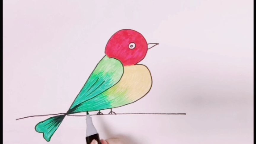 画鸟写一个数字3在写一个数字1,把嘴巴眼睛补齐,涂颜色#简笔画