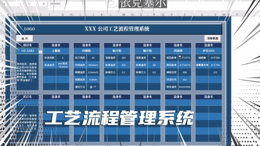 想不想拥有?用Excel做的工艺流程管理系统。