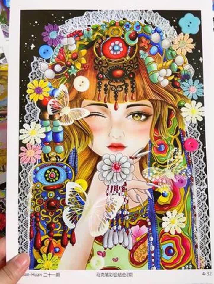 民族风特色美术课程|四大主题32张-民族风彩铅人物、古风Q版动漫、...