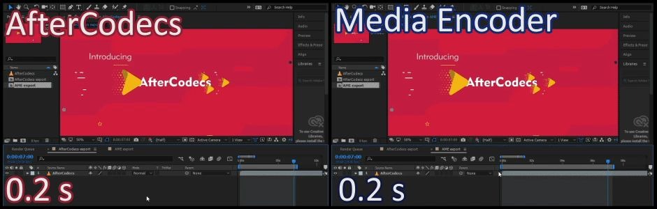 AfterCodecs与Media Encoder渲染速度对比