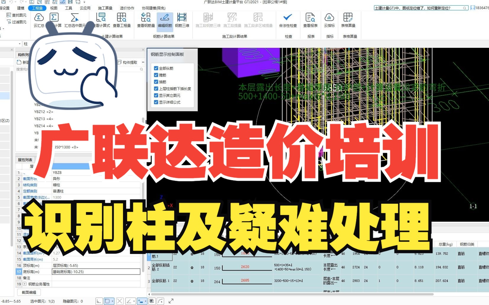 广联达造价实战培训_识别柱大样和柱识别
