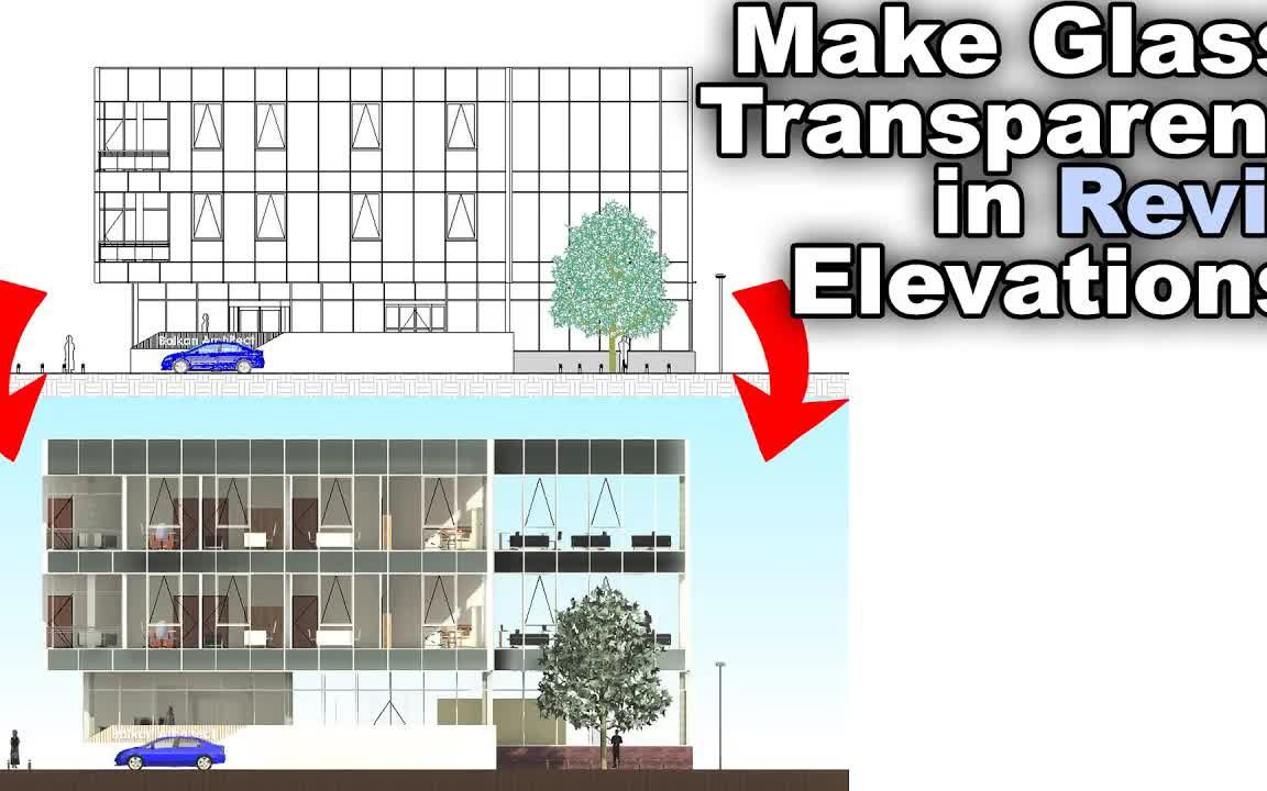 如何使建筑外立面呈现玻璃透明效果Revit 教程