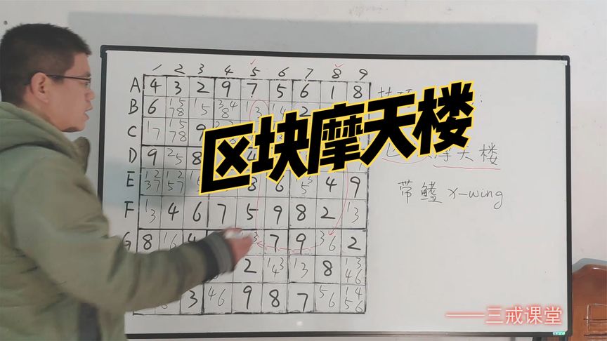 数独九宫格技巧分享,区块摩天楼,带鳍X-Wing