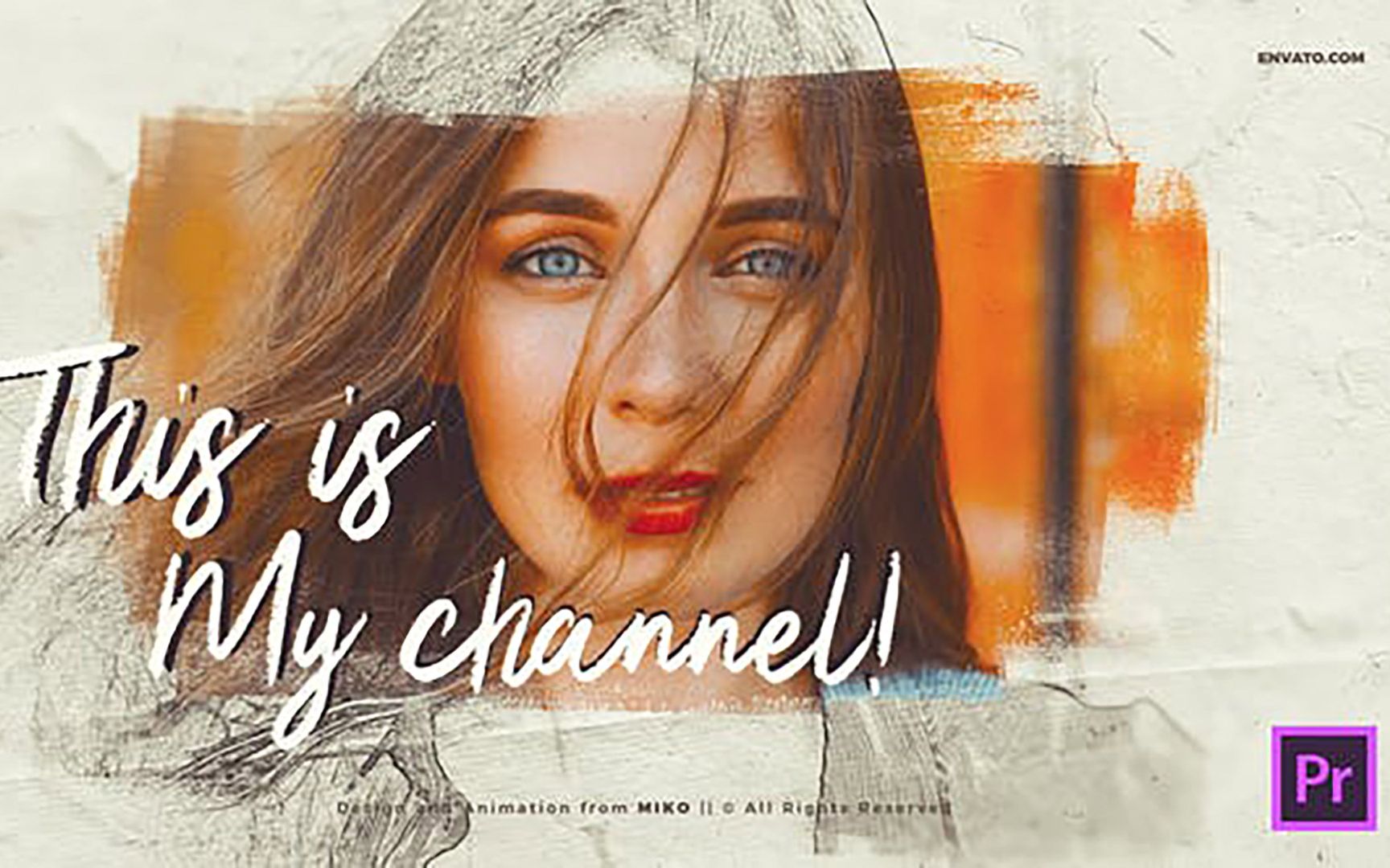 免费PR模板画笔擦拭效果相册铅笔画油画艺术复古风格幻灯片