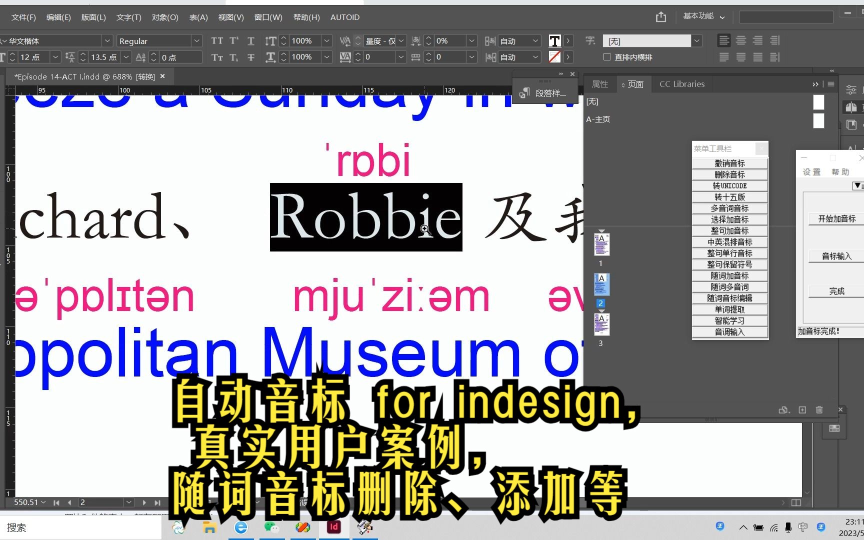 自动音标 for indesign, 真实用户案例,随词音标删除、添加、修改、编辑...