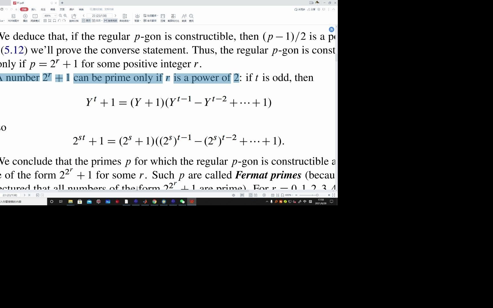 2的n次方+1是素数必有n是2的幂,数论