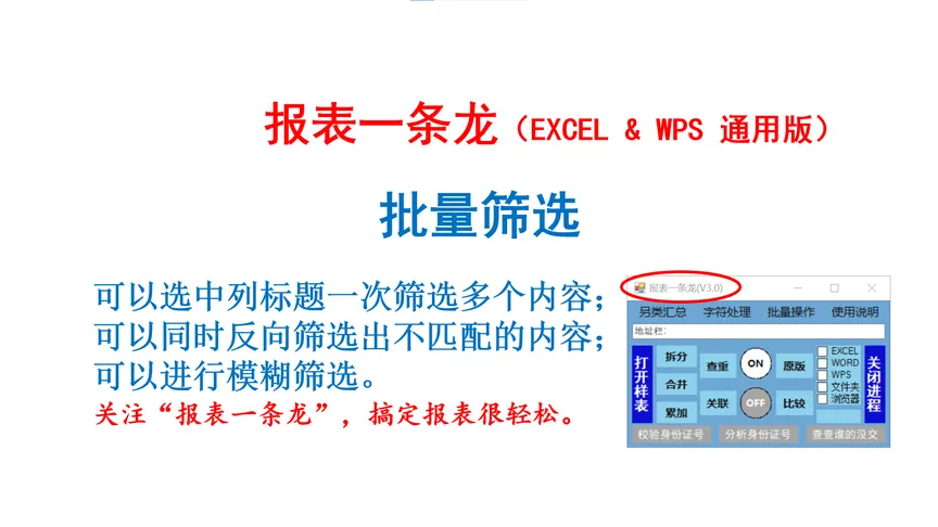 为EXCEL和WPS表格增加“批量筛选”功能,一次筛选多个内容更简单