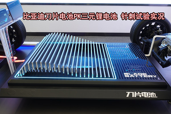 比亚迪刀片电池PK三元锂电池针刺试验实况