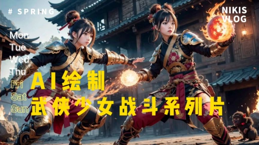 我用Ai画的武侠少女战斗系列片,感觉插画师可以下岗了!