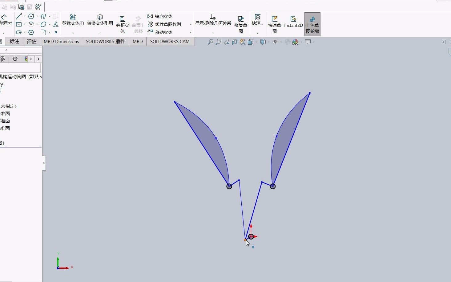 solid演示(33)-机械蝴蝶机构运动简图