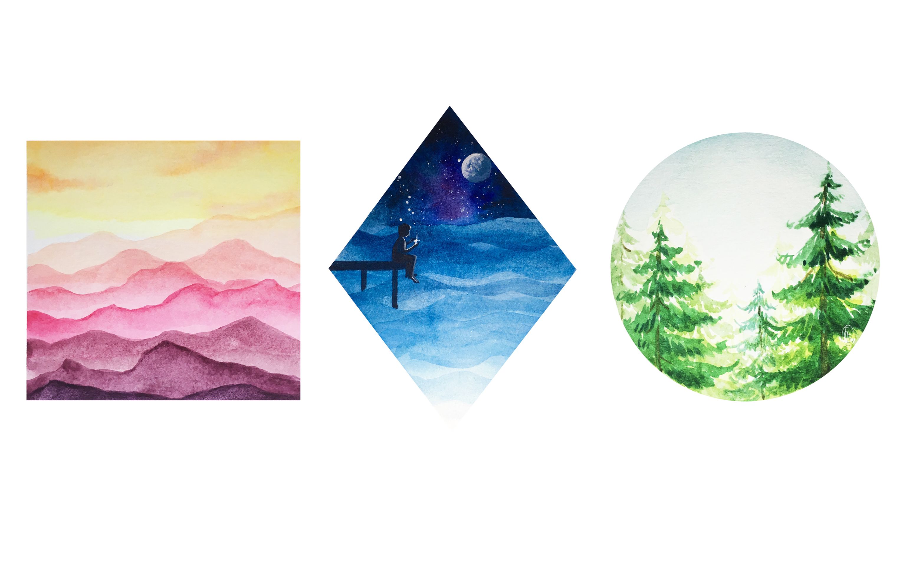 超简单水彩渐变干画法