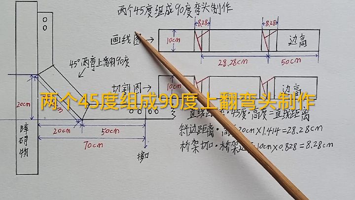 桥架90度弯头制作及计算。