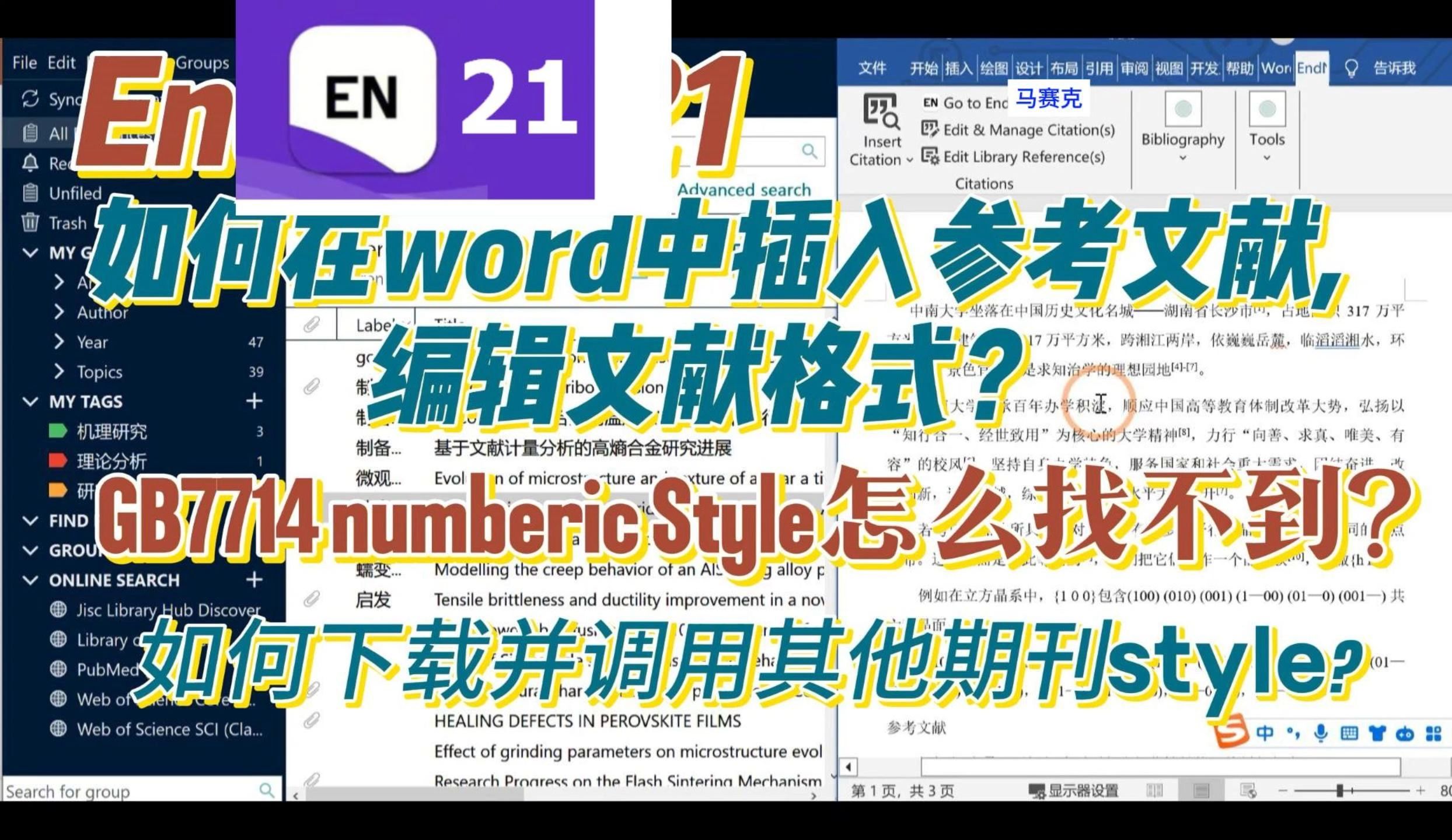 7. 如何引用参考文献?编辑文献信息?更换Style?