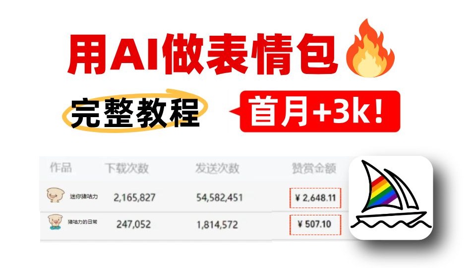 用AI做表情包!首月完成变现+3K!电脑操作有手就会~!附完整的步骤教程...