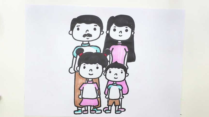 一家四口简笔画