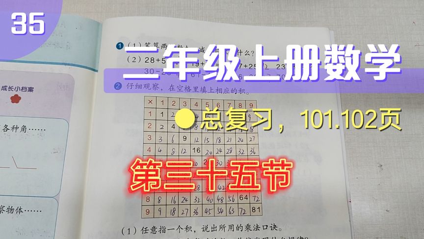 总复习101页102页习题讲解,人教版小学数学二年级上册期末第35节