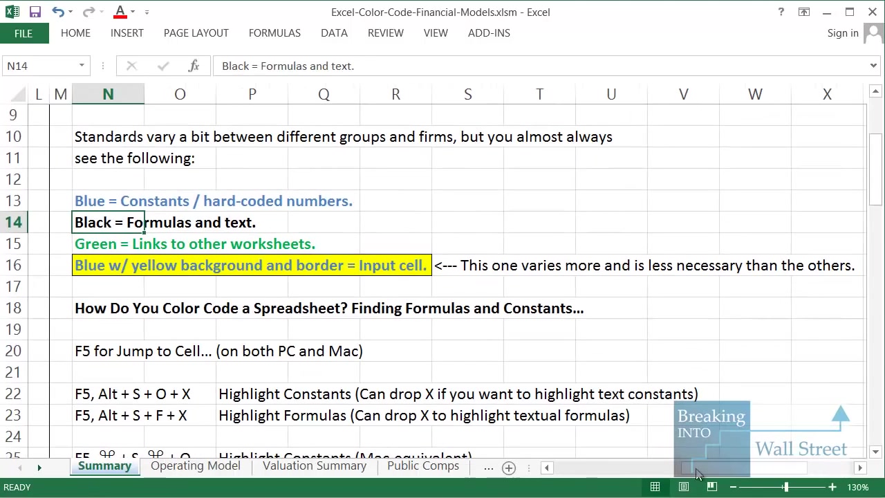 【金融建模】Excel Tutorial - How to Color Code Financial Models