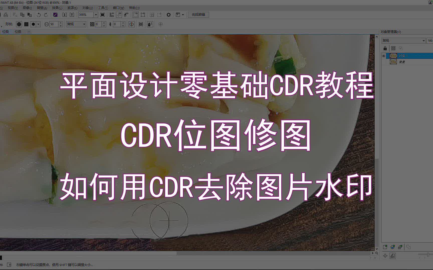 【平面设计零基础CDR教程】CDR位图修图 如何用CDR去除图片水印