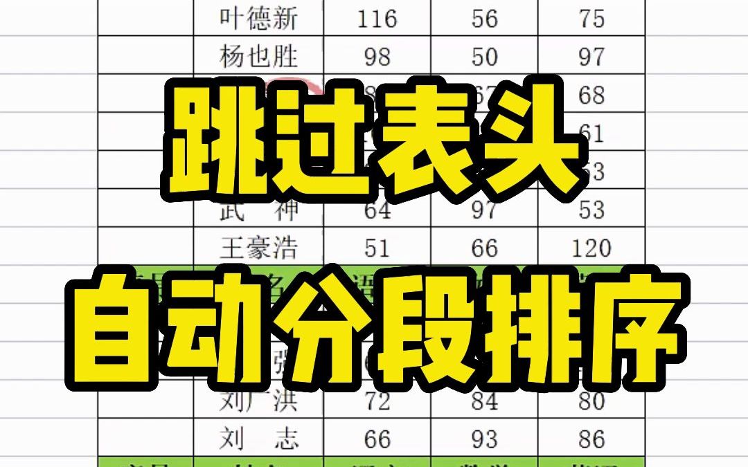 跳过表头,自动分段排序,这么简单的分段序号还不快快学起来