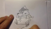 手绘卡通画.小熊警察的画法