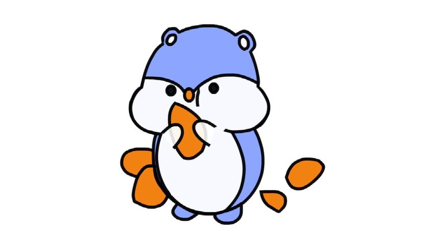 胖乎乎的仓鼠正在吃食物简笔画画法教程儿童宝宝幼儿学画卡通动物