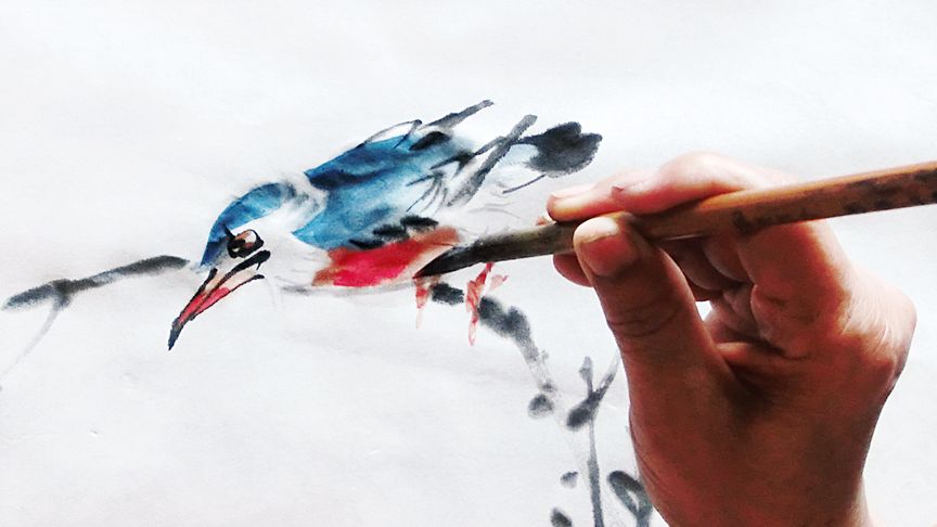 「绘画技法」教你用口诀画翠鸟,记住口诀,一练就会!