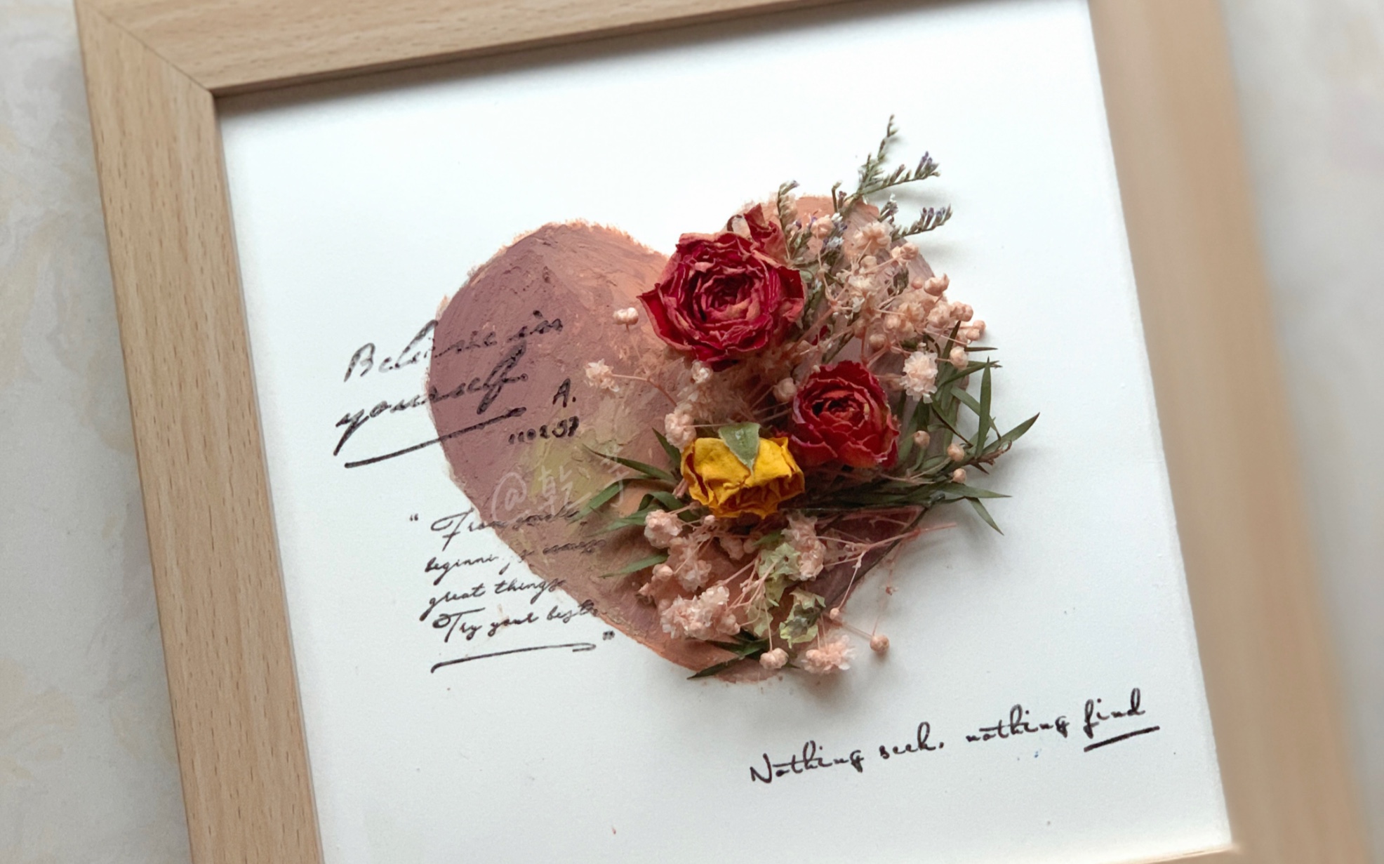 有手就会的ins风植物标本油画棒画