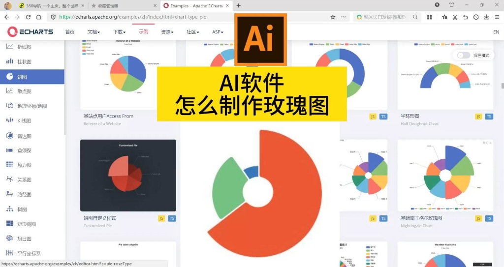 AI软件怎么制作Echarts的玫瑰图