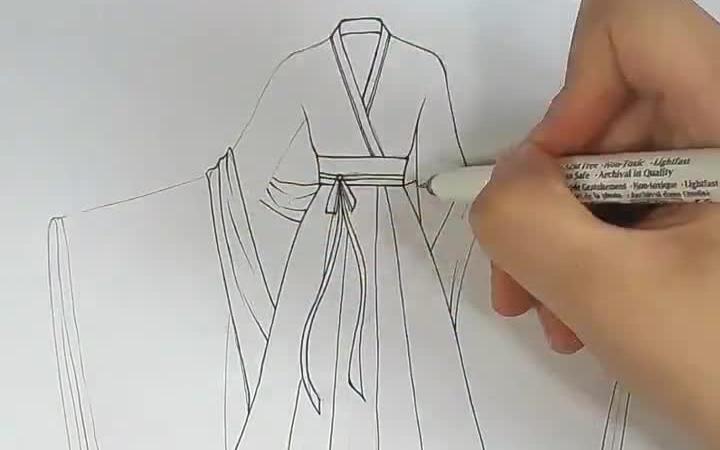 古风汉服详细线稿构图教程画法,快来学习呀