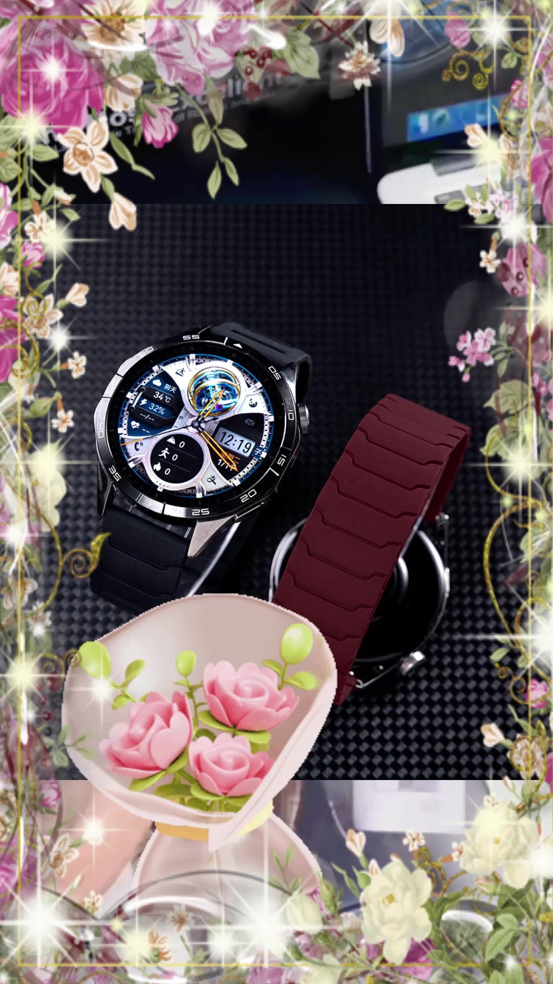 #华为手表表带 #磁吸硅胶表带 #双色表带 #GT5 GT4表带 #时尚手表带 ...