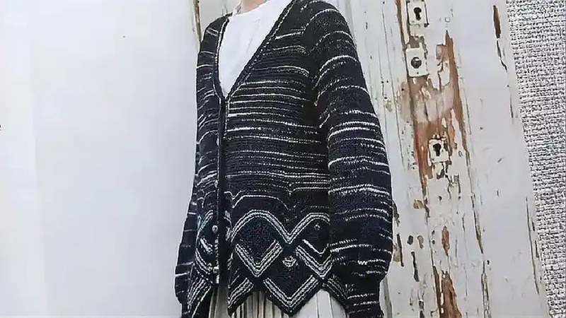 第107集:开衫毛衣编织,很有个性的一款毛衣