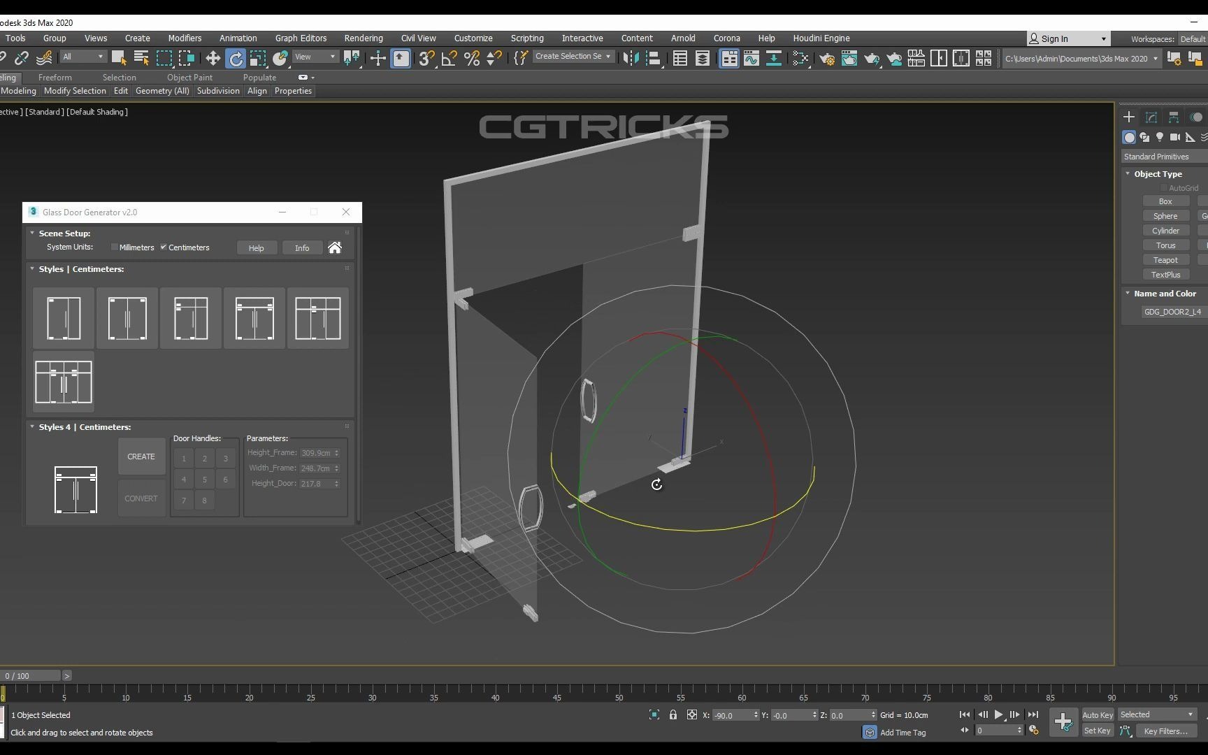 (免费下载)3ds Max2020玻璃门生成器插件!