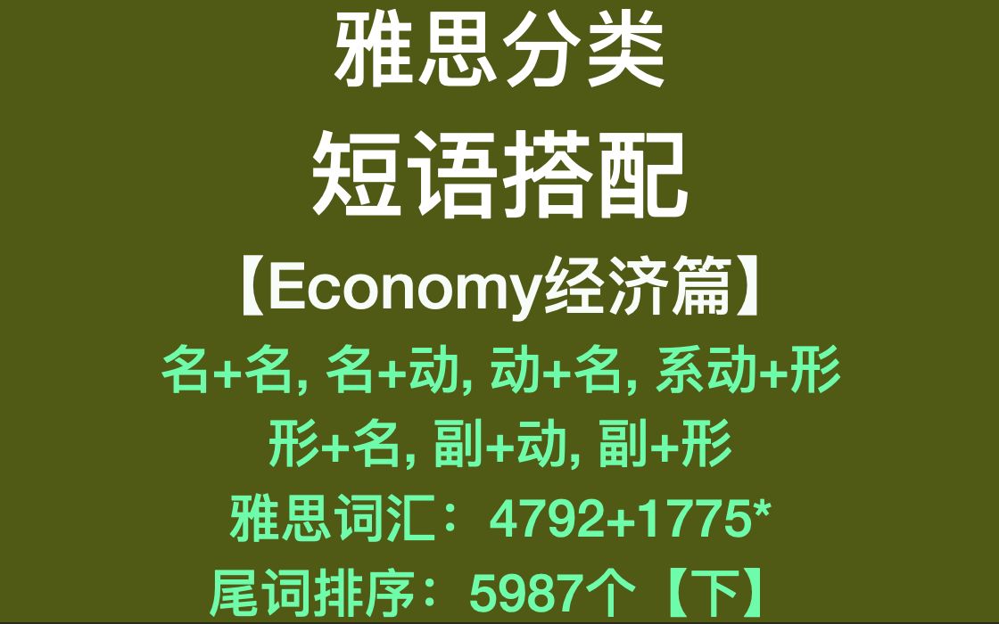 雅思分类短语搭配:经济篇【尾词排序:下】
