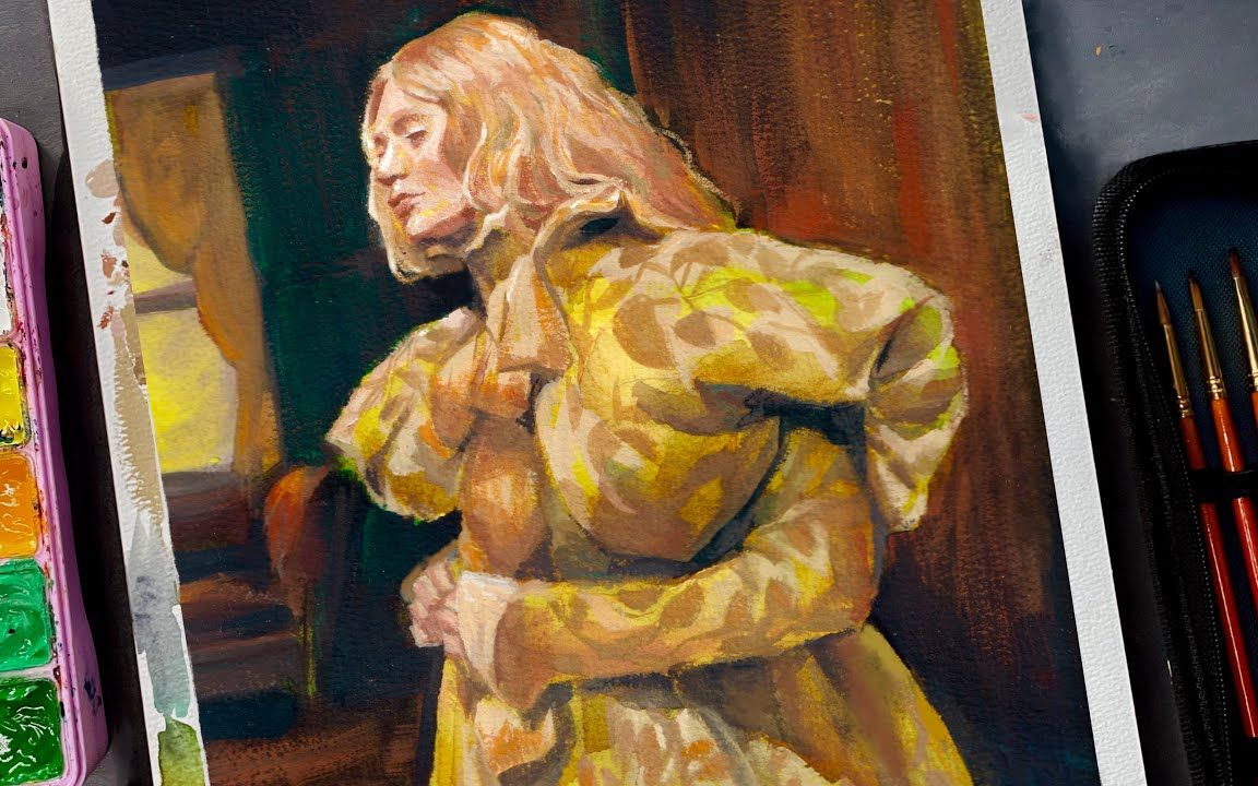 【水粉】在宝虹冷轧水彩纸上画水粉人像