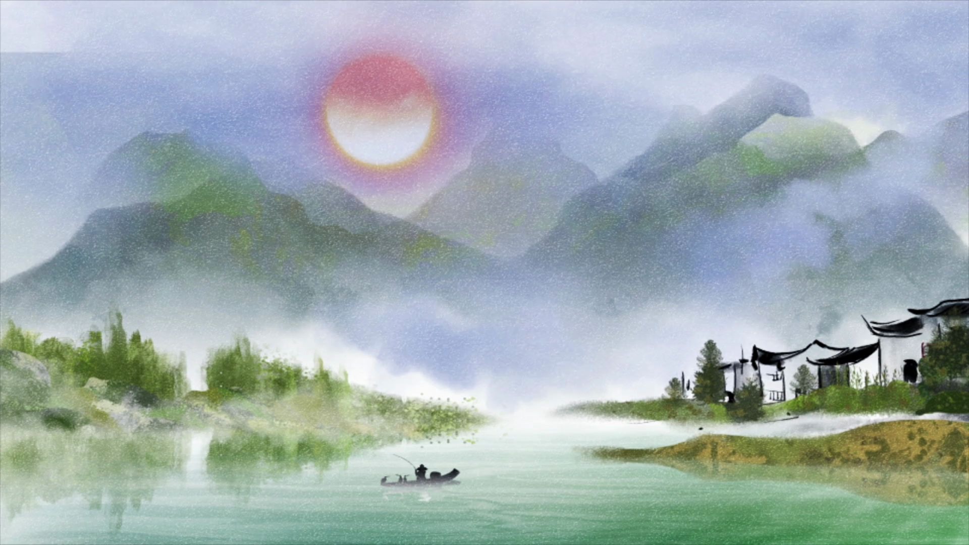水墨中国风片头(水粉田园)