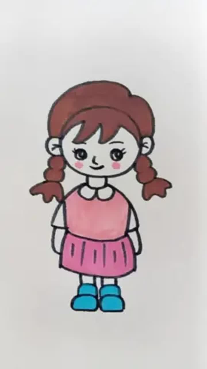 简单又好看的小女孩画法画画 简笔画 一起学画画 亲子时光 启蒙早教
