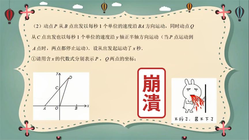 初一数学下,平面直角坐标系中的动点问题提升,方法总结很重要