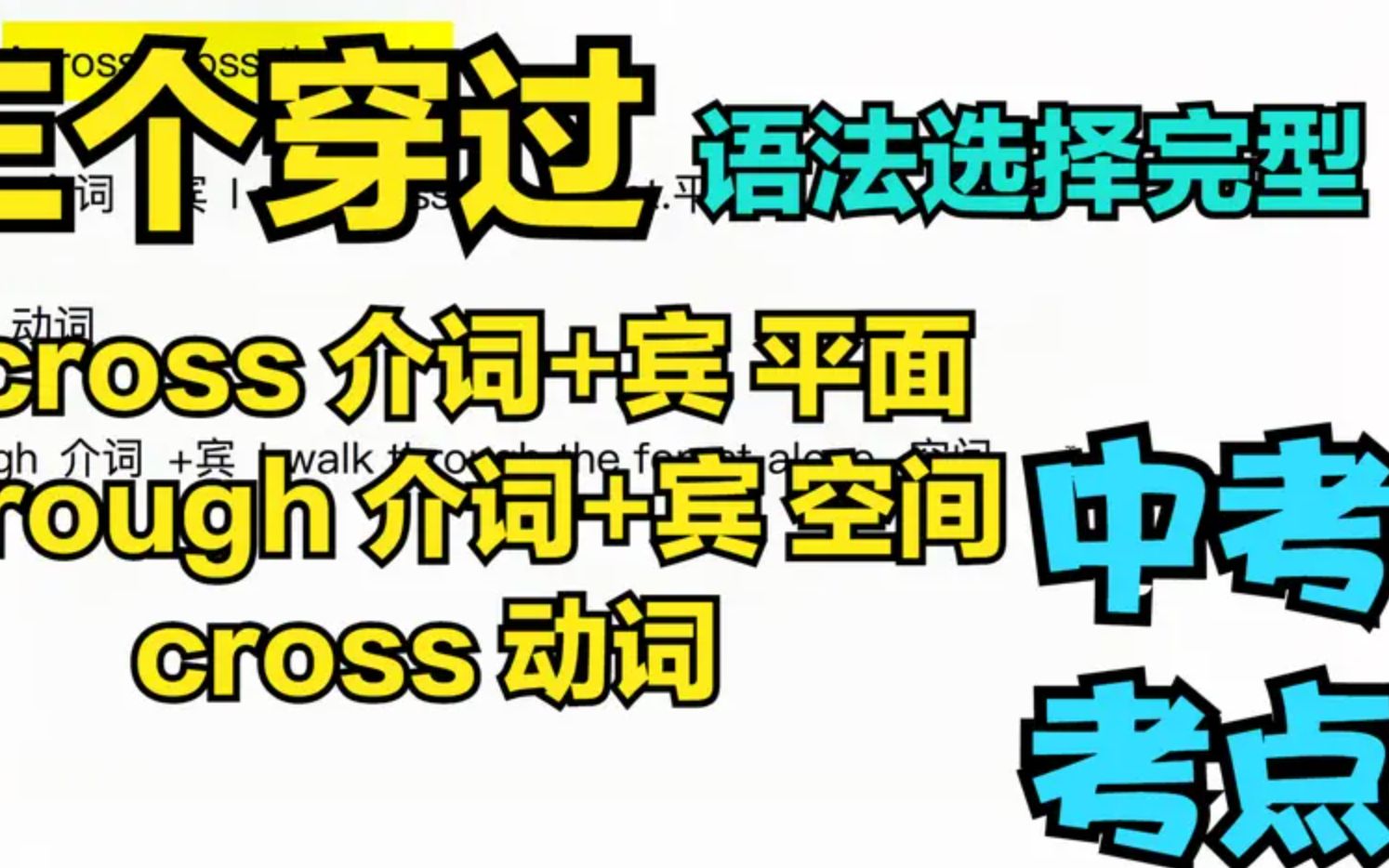 初中考点-一招熟记三个“穿”过 across cross through
