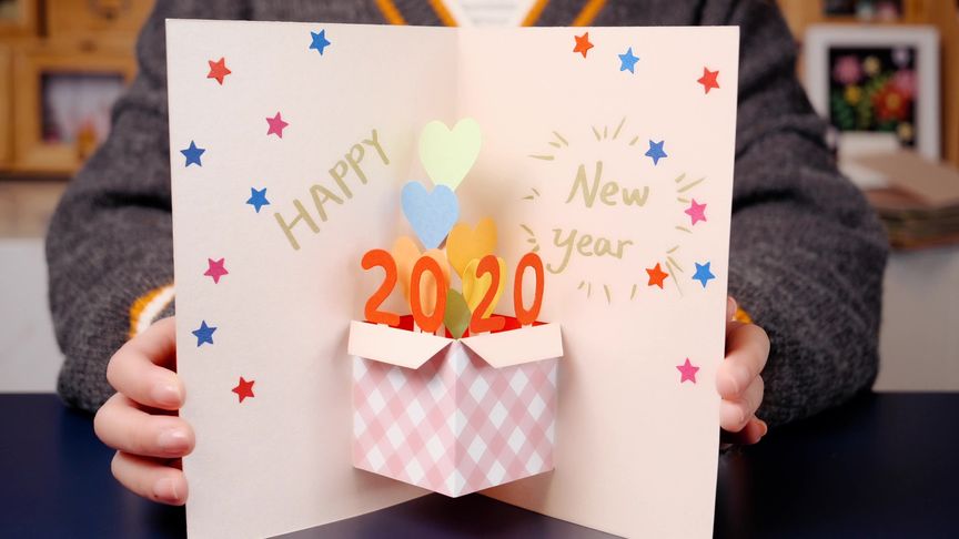 超级简单的新年贺卡,愿2020年一切顺利