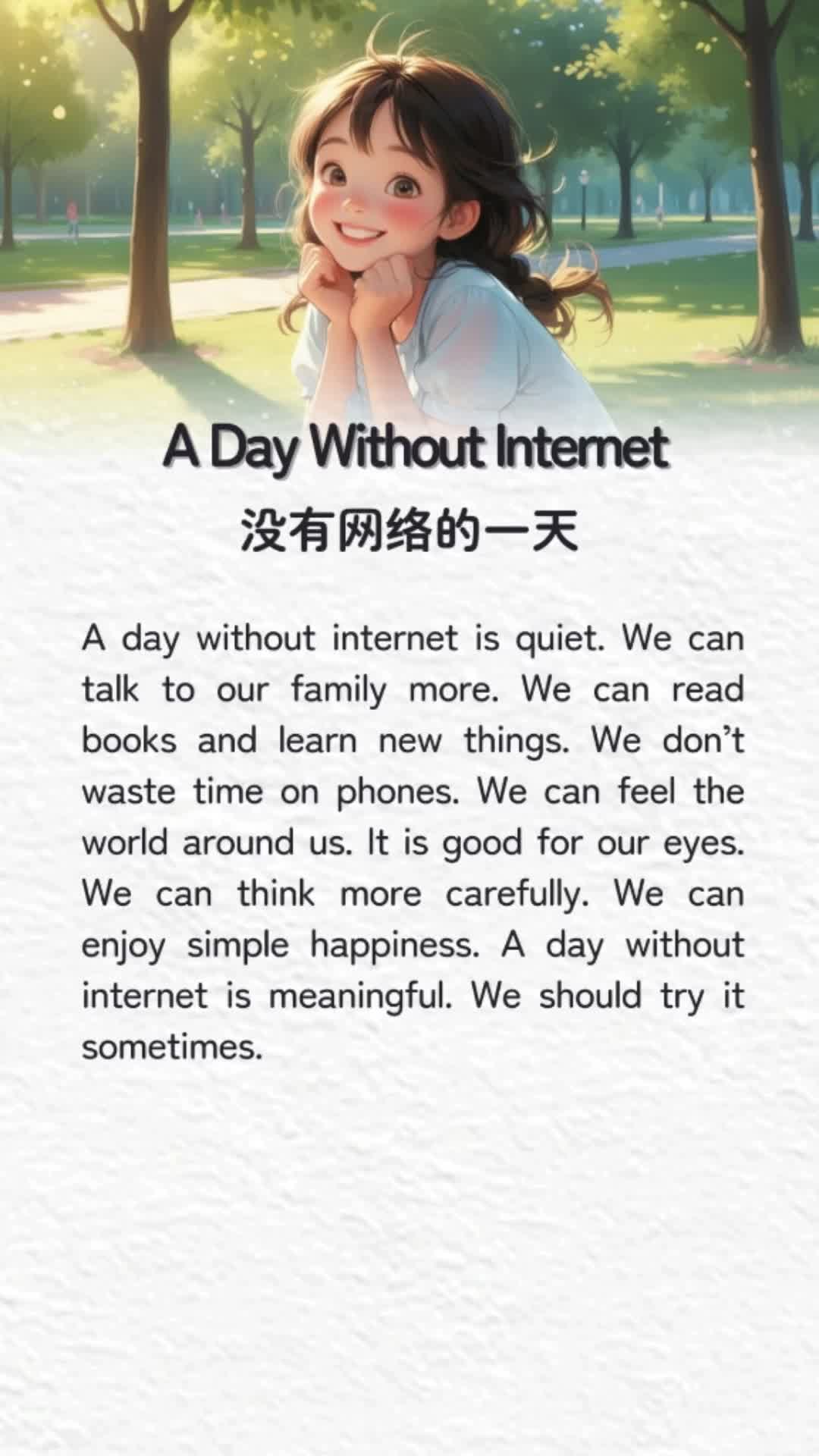 坚持阅读100天|今日读《A Day Without Internet》#每日英语听力磨耳朵...