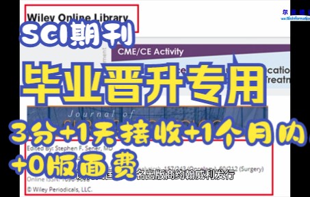 【期刊推荐】毕业晋升专用的SCI期刊:3分+1天接收+1个月内出版+0无...
