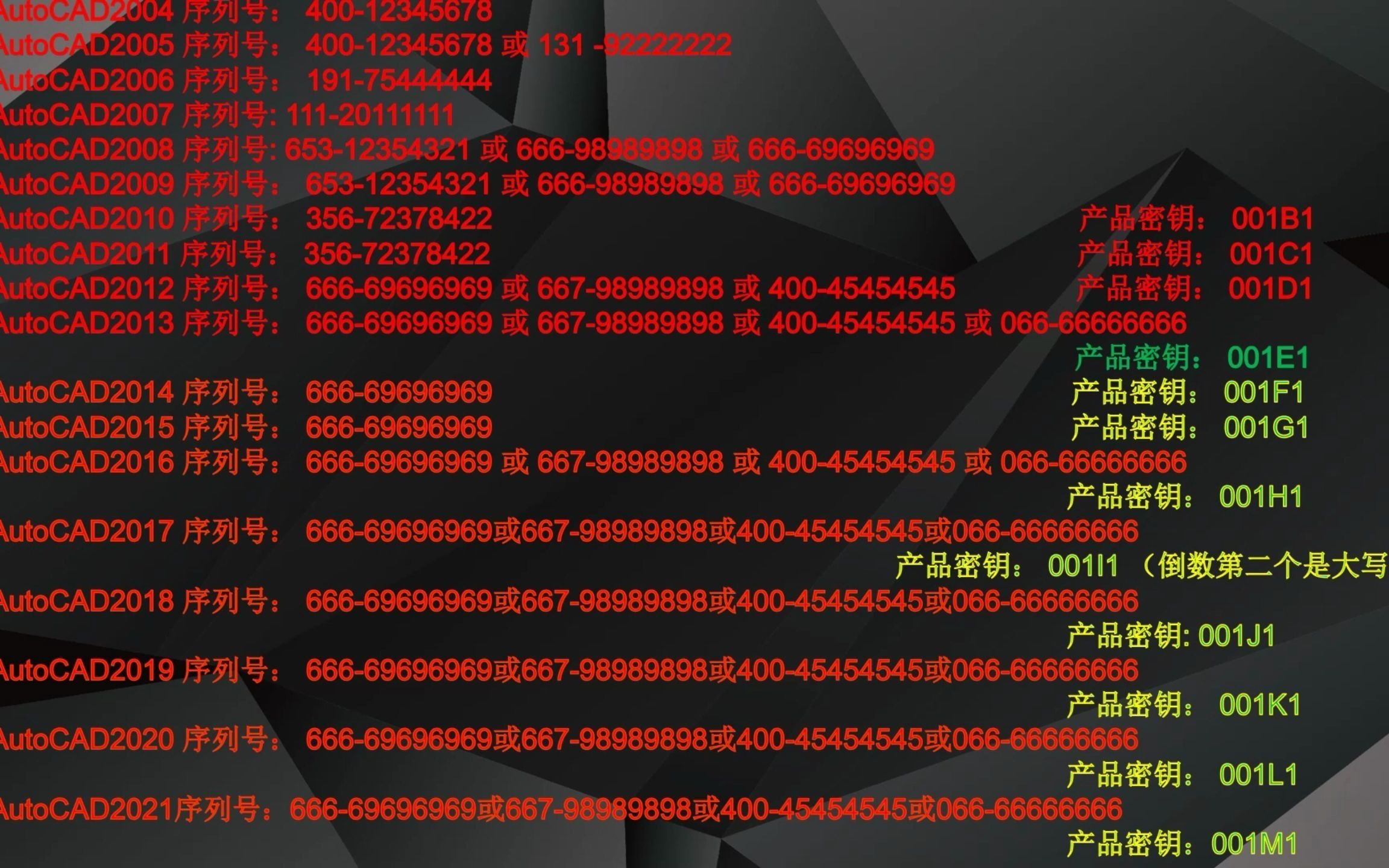 Auto CAD全部版本的序列号及秘钥分享