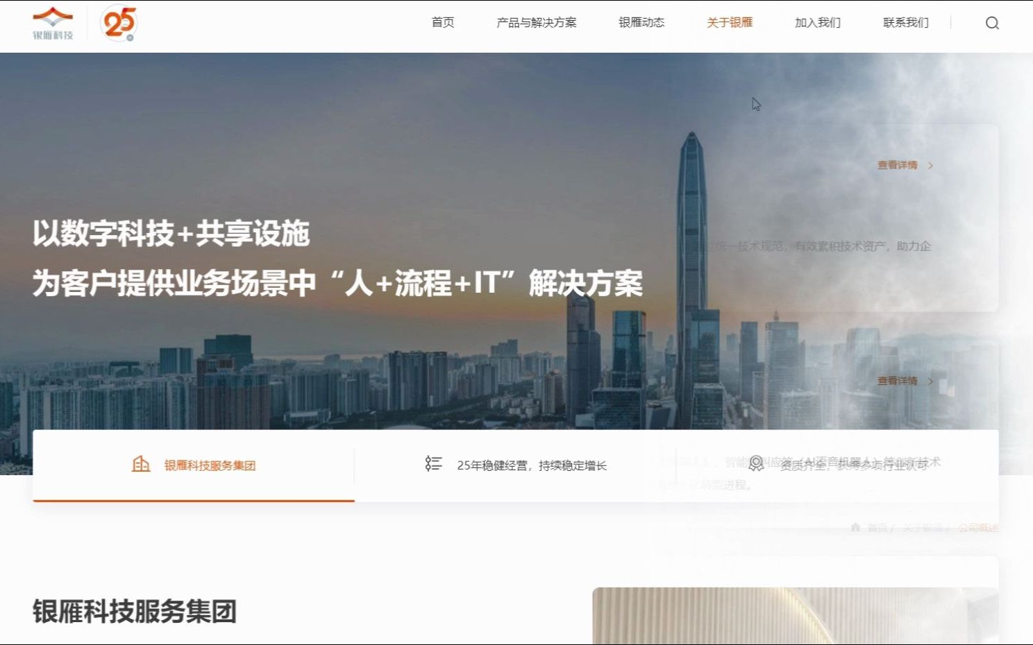 雍熙科技服务行业网站建设案例分享:银雁科技官网