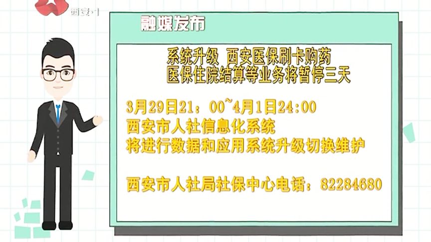 西安市人社信息化系统升级维护,医保刷卡购药等业务将暂停三天